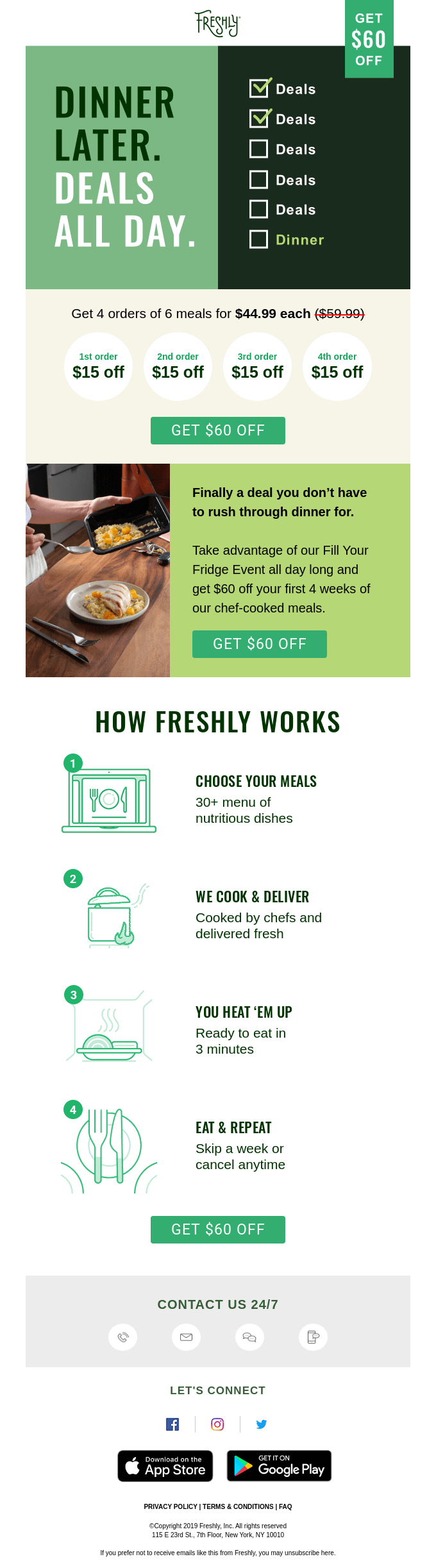 🍗 Get $60 All Day Long from Freshly - Desktop Email View | Really Good ...