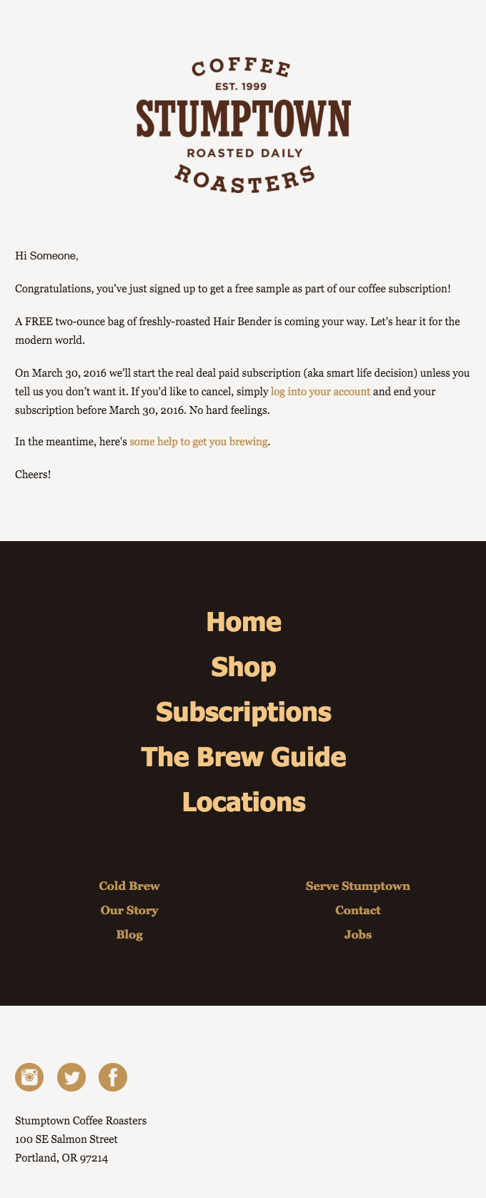 A free sample of fresh coffee is on its way. — Info View | Really Good ...