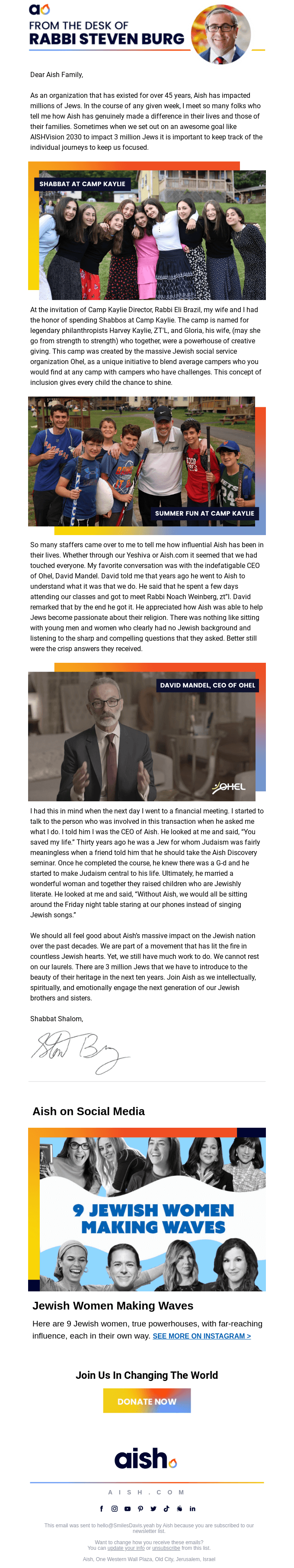 A Special Shabbos at Camp Kaylie - From the Desk of Rabbi Steven Burg ...