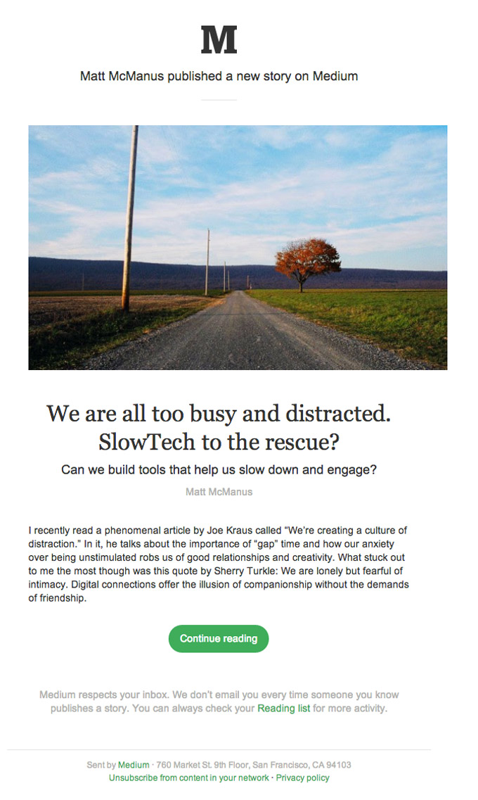 Article Update Email Design from Medium from Medium - Desktop Email ...