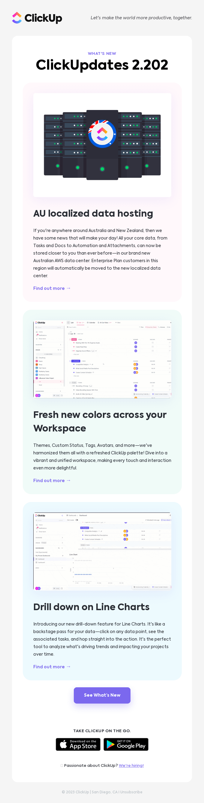 Australia Data Hosting! 🇦🇺 from ClickUp - Desktop Email View | Really ...