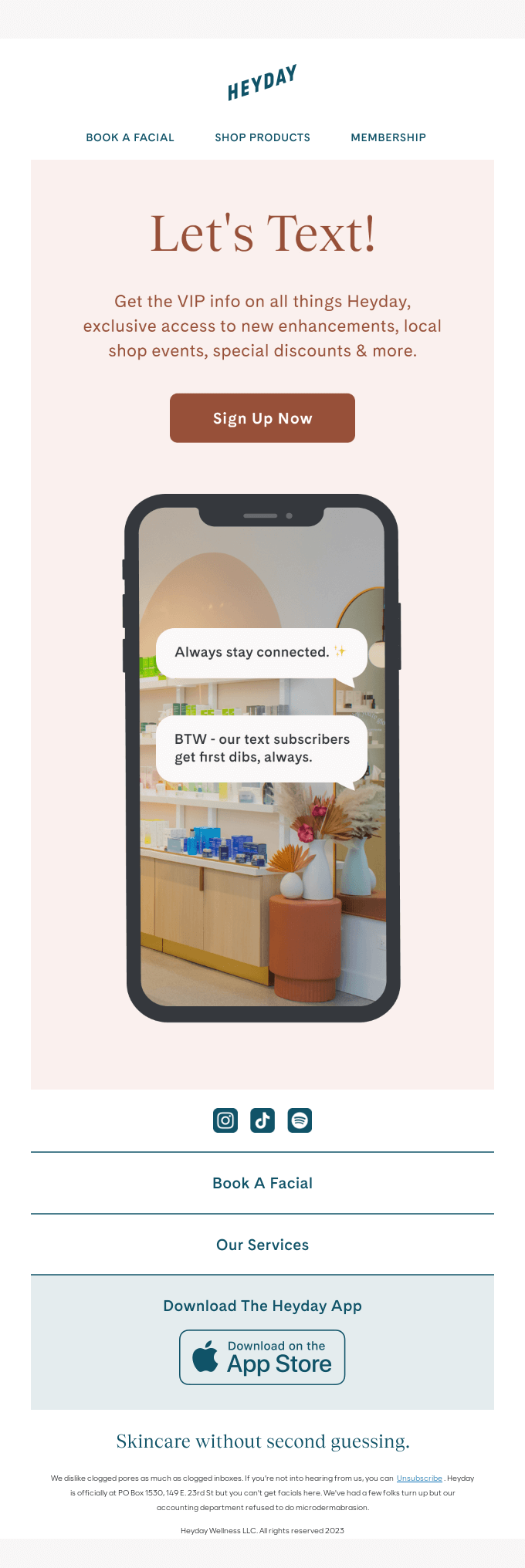 Be the first to know 📲 from Heyday - Desktop Email View | Really Good ...