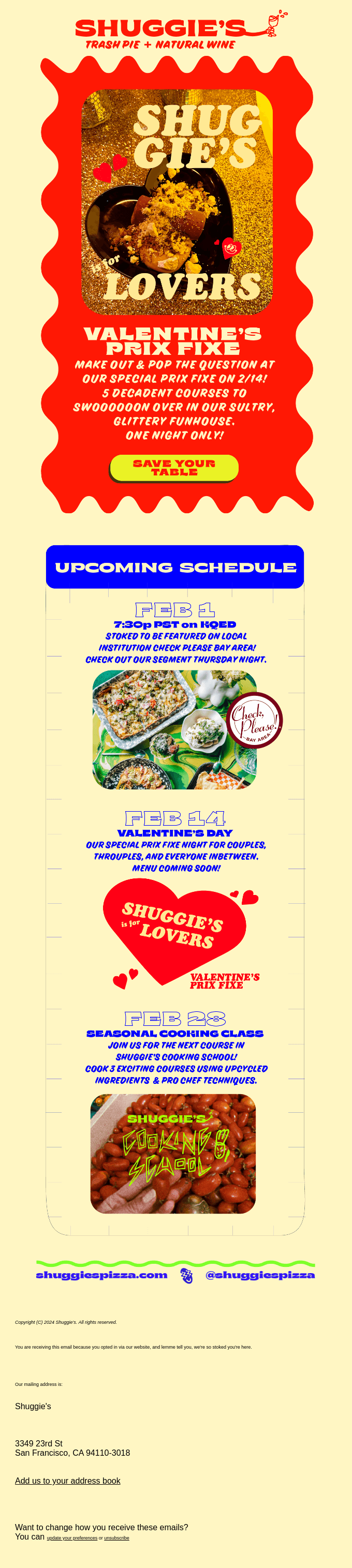 CALLING ALL LOVERS from Shuggie's - Desktop Email View | Really Good Emails