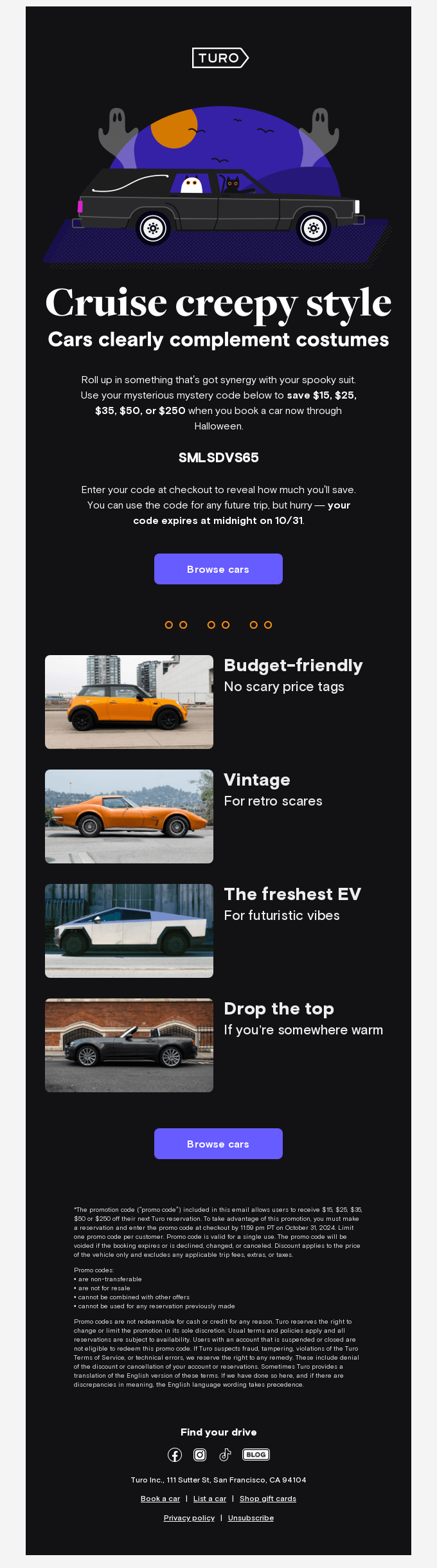 Cars go well with costumes from Turo - Desktop Email View | Really Good ...