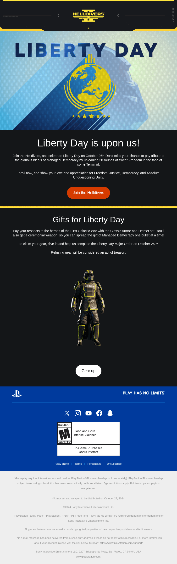 Celebrate Liberty Day | Helldivers II from PlayStation - Desktop Email ...