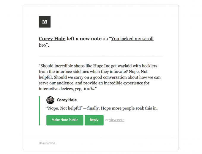 Comment Update Email Design from Medium from Medium - Desktop Email ...