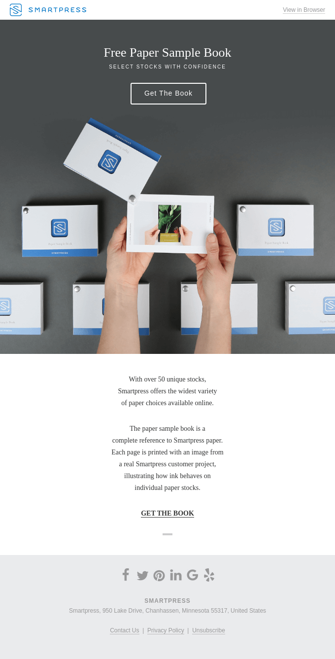 Complimentary Paper Samples from Smartpress - Desktop Email View ...