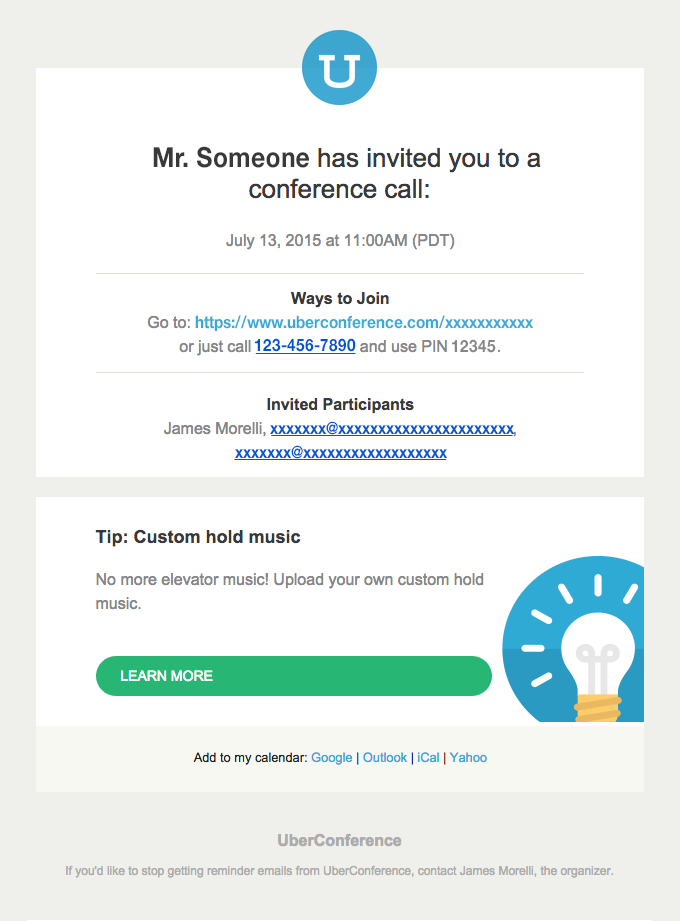 Conference Invite from Mr. Someone: Meeting on Monday July 13, 2015 ...