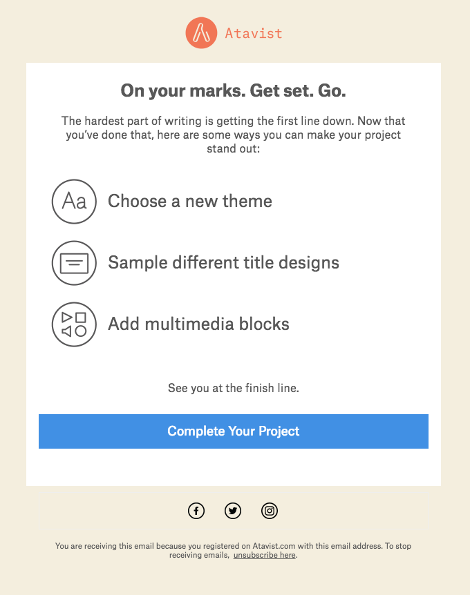 Congrats on starting your first project — Info View | Really Good Emails