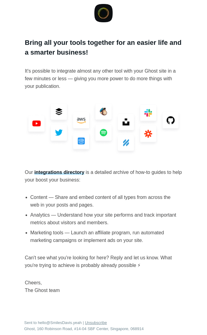 Connect Your Favourite Apps And Tools ⚡ From Ghost Desktop Email View Really Good Emails