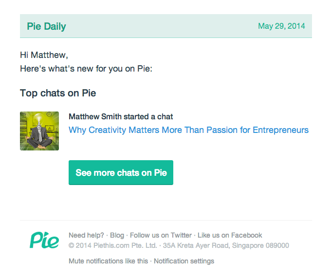 Daily Email Digest for New Content from Pie from Pie - Desktop Email ...