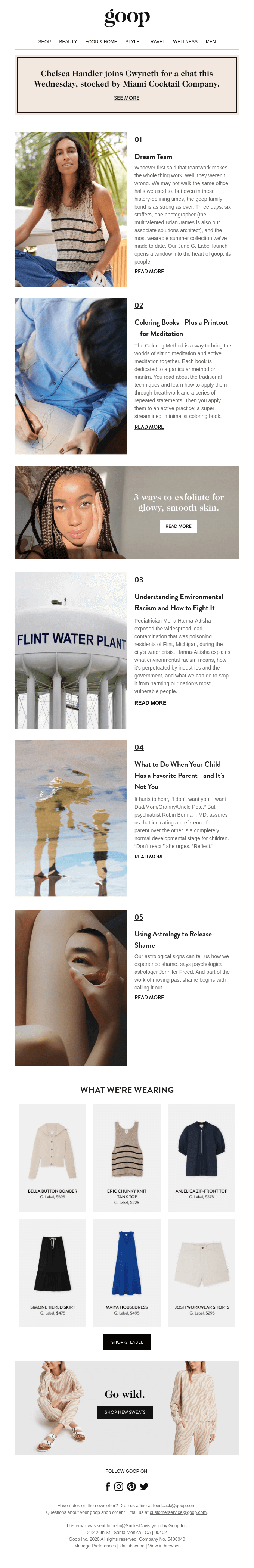 Dream Team from goop - Desktop Email View | Really Good Emails