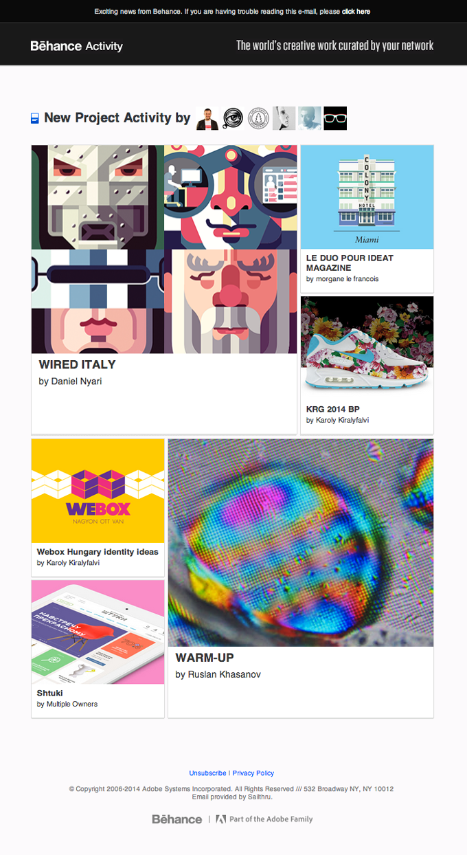 Email Digest Design from Behance from Behance - Desktop Email View ...