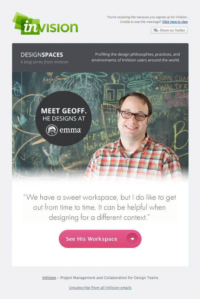 Email Newsletter Design from Emma from Invision - Desktop Email View ...