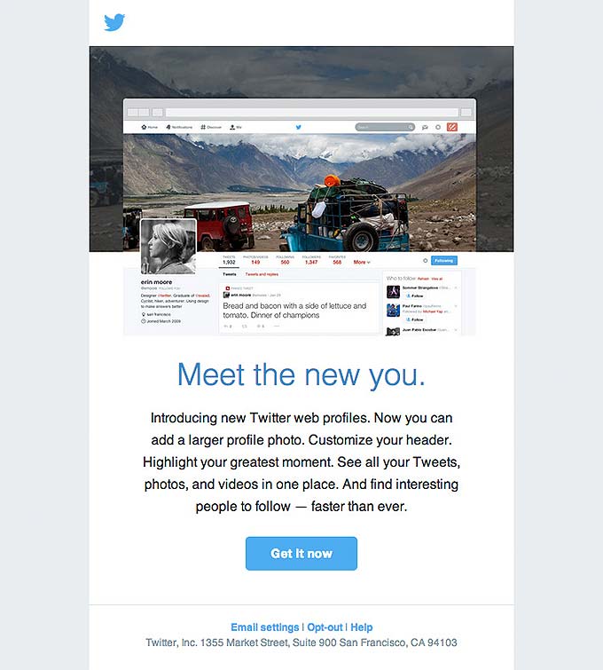 Feature Update Email from Twitter from Twitter - Desktop Email View ...