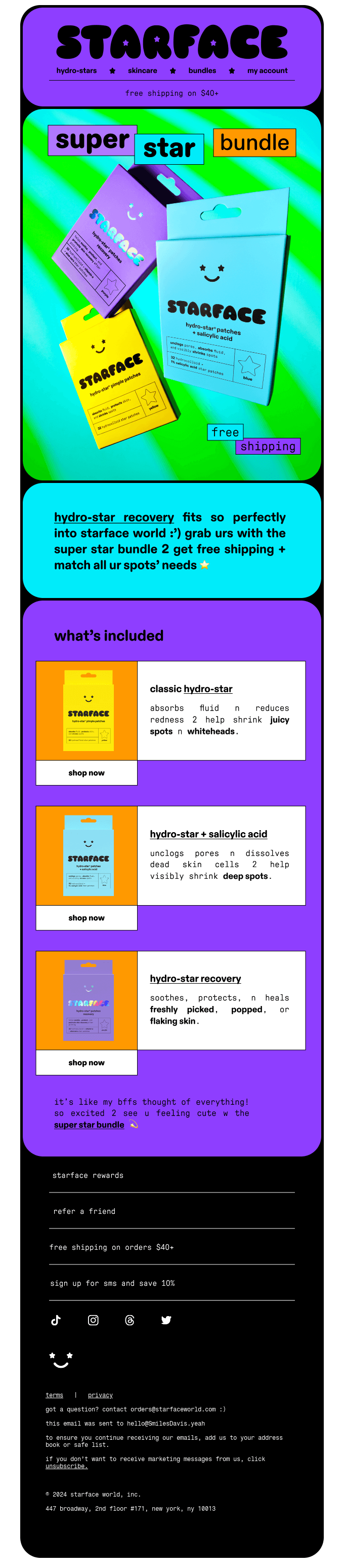 FREE SHIPPING: SUPER STAR BUNDLE ⭐💜 from Starface - Desktop Email View ... FREE SHIPPING: SUPER STAR BUNDLE ⭐💜 from Starface - Desktop Email View ...