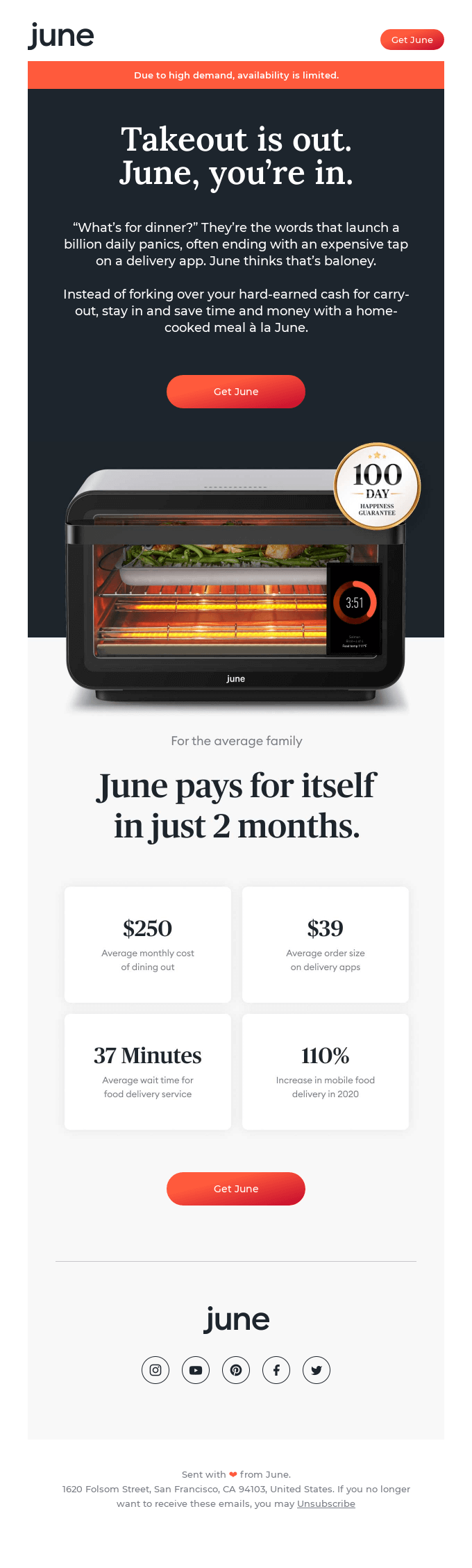 Friends don’t let friends order takeout. from June Oven - Desktop Email ...