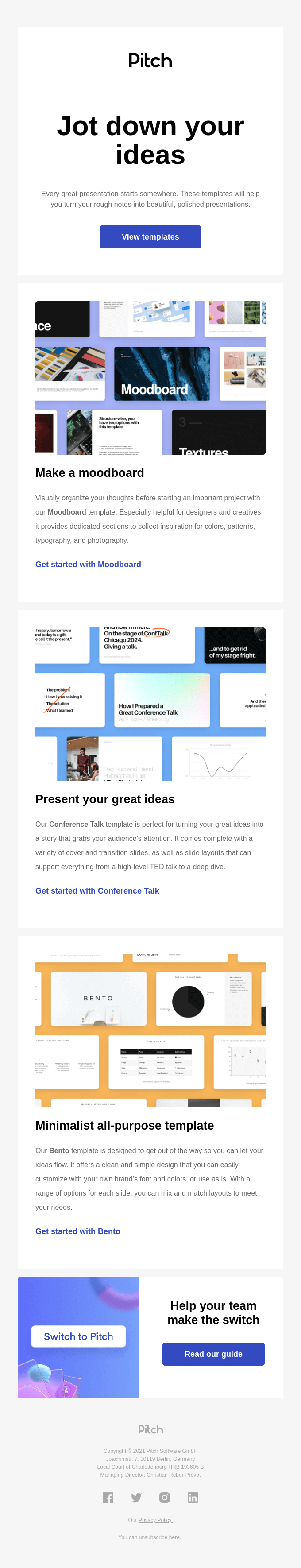 From rough thoughts to conference talk from Pitch - Desktop Email View ...