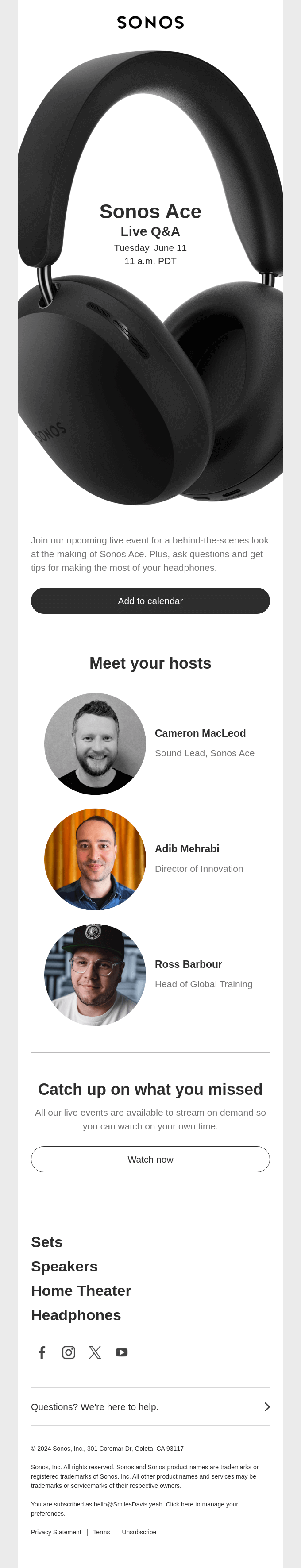 Get a behind-the-scenes look at Sonos Ace from Sonos - Desktop Email ...