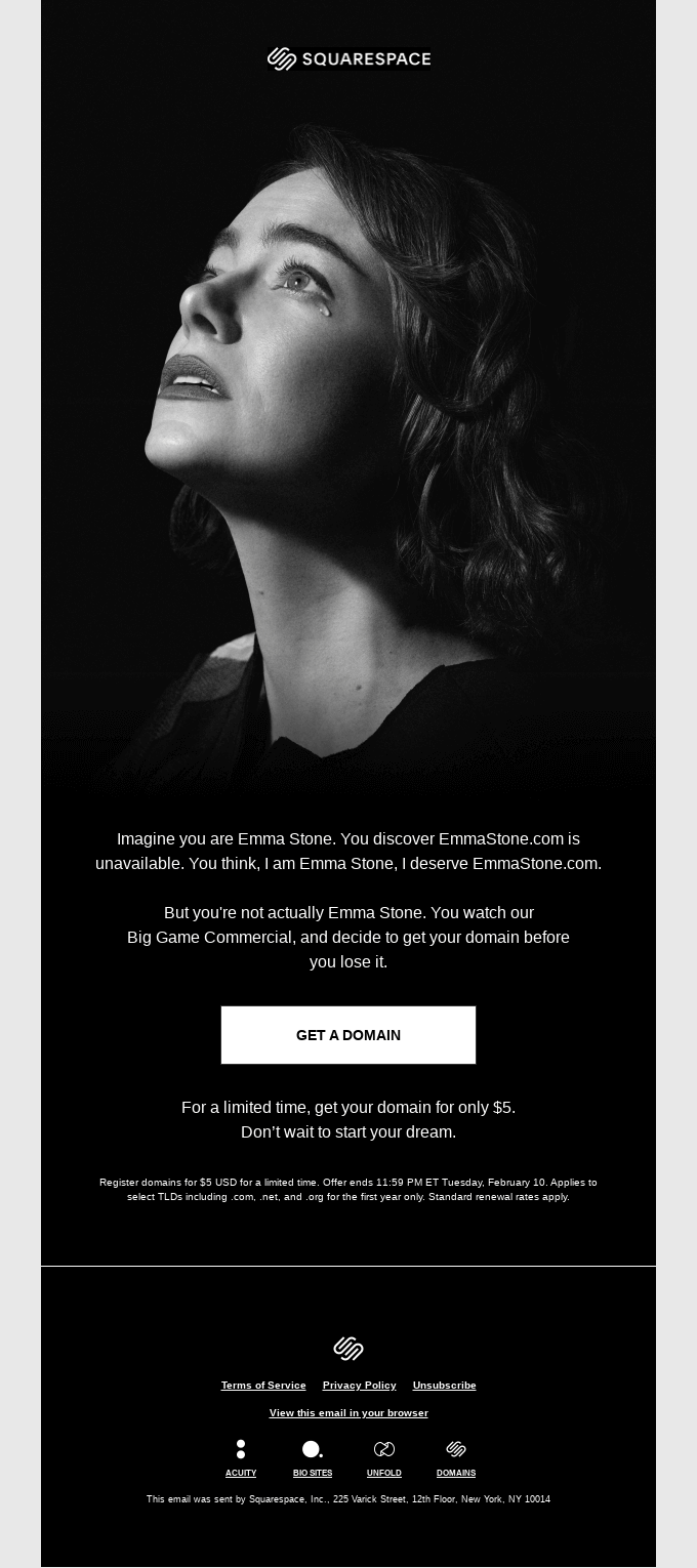 Get your domain for $5 from Squarespace - Desktop Email View | Really ...