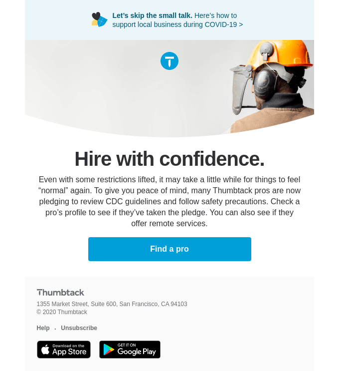 Getting back to business from Thumbtack - Desktop Email View | Really ...
