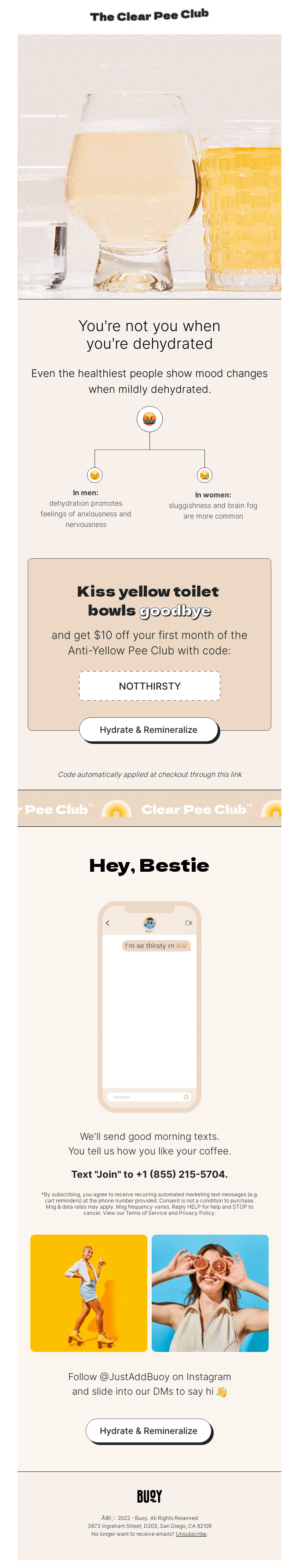 Happy Hydrating from Buoy - Desktop Email View | Really Good Emails