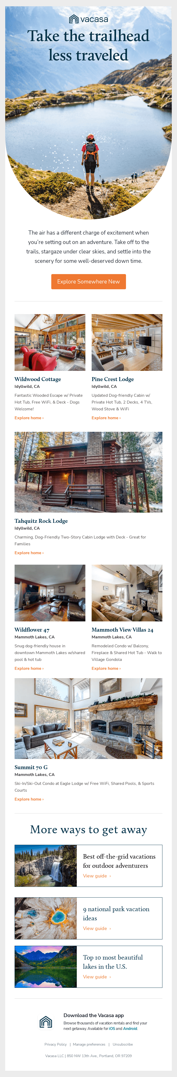 Head into the thick of it from Vacasa - Desktop Email View | Really Good Emails