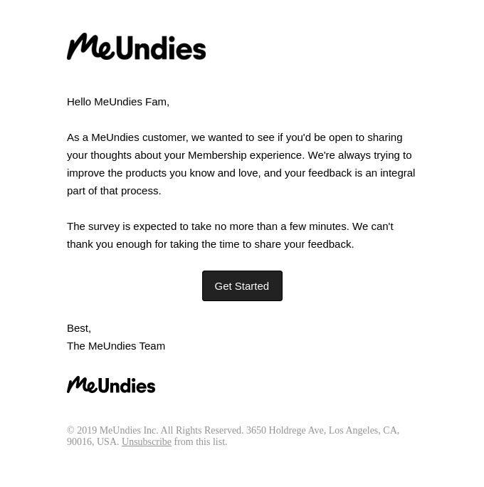 Help Us Improve Your Membership Experience From MeUndies Desktop 