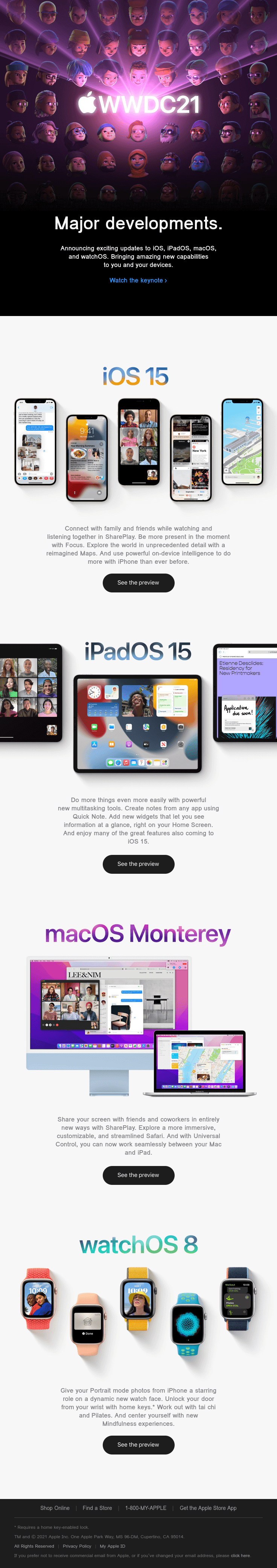 Here’s a recap of everything we announced at WWDC21. from Apple - Desktop Email View | Really ...