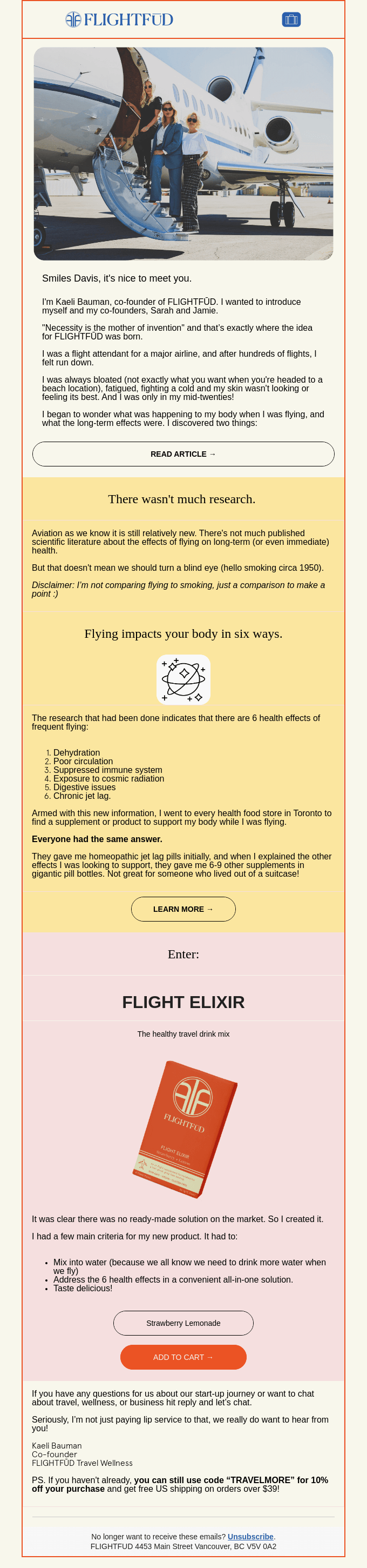 Hi from all of us! from FLIGHTFUD - Desktop Email View | Really Good Emails