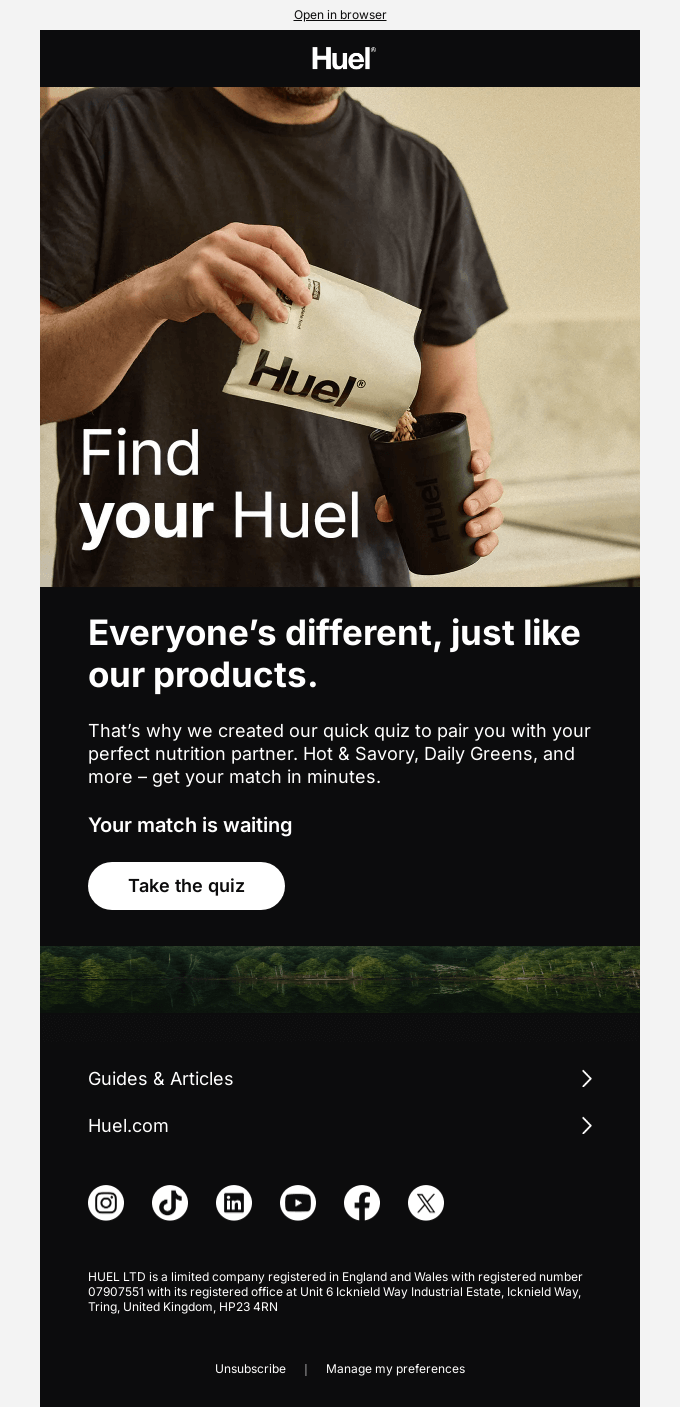 Hueligan, Your Match Is Waiting 🎯 from Huel - Desktop Email View ...