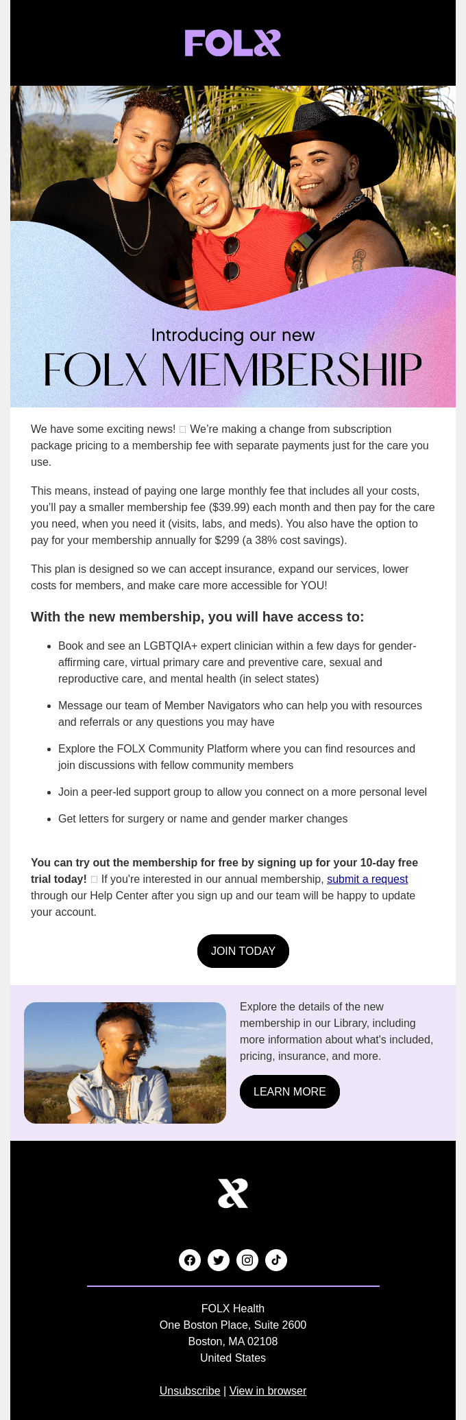Introducing our new membership 👀 from FOLX - Desktop Email View ...