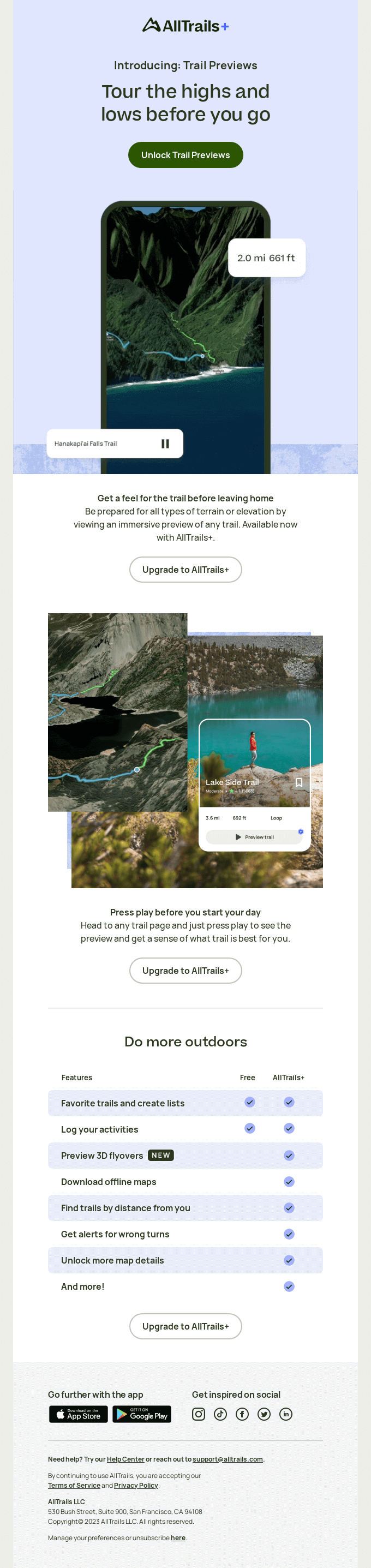 Introducing: Trail Previews – a new way to view the route from AllTrails - Desktop Email View ...