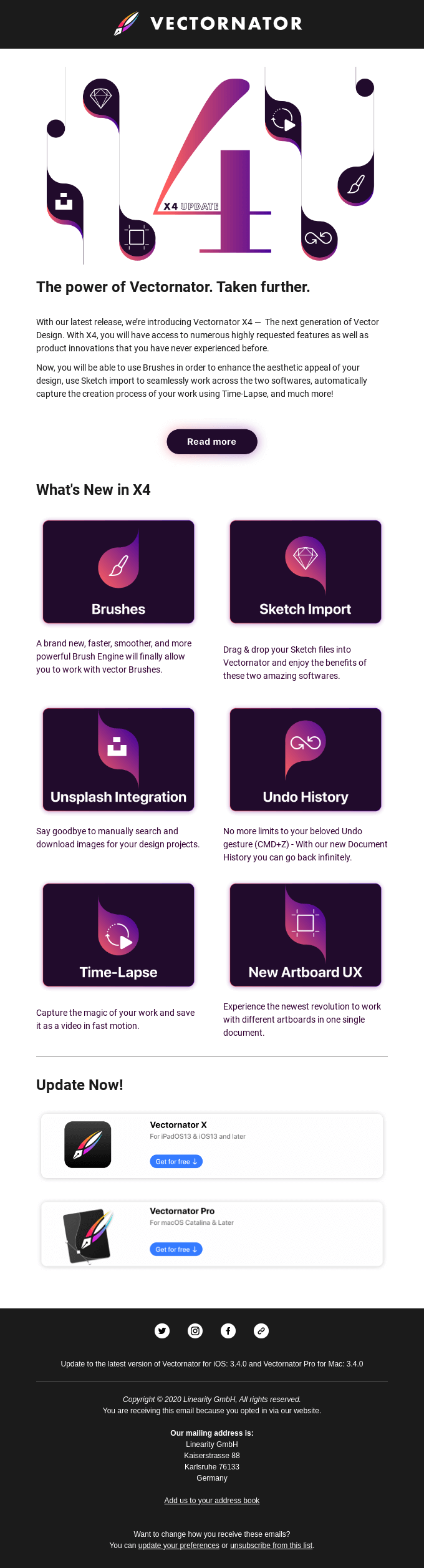 Introducing X4: The power of Vectornator. Taken further. from Vectornator - Desktop Email View ...