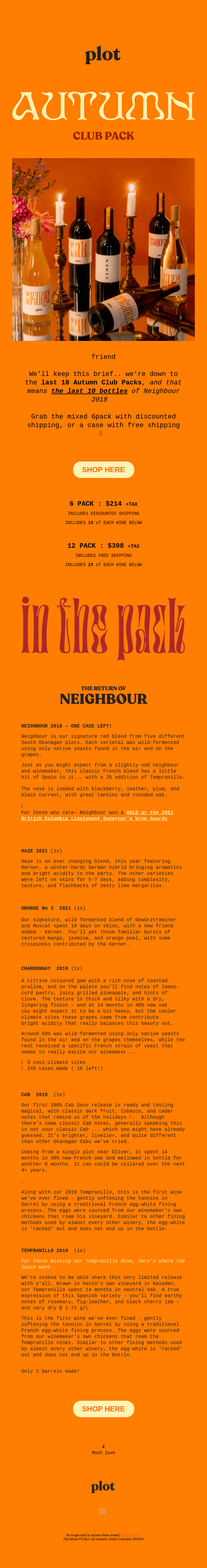 Last call for the Autumn Club Pack from Plot - Desktop Email View ...