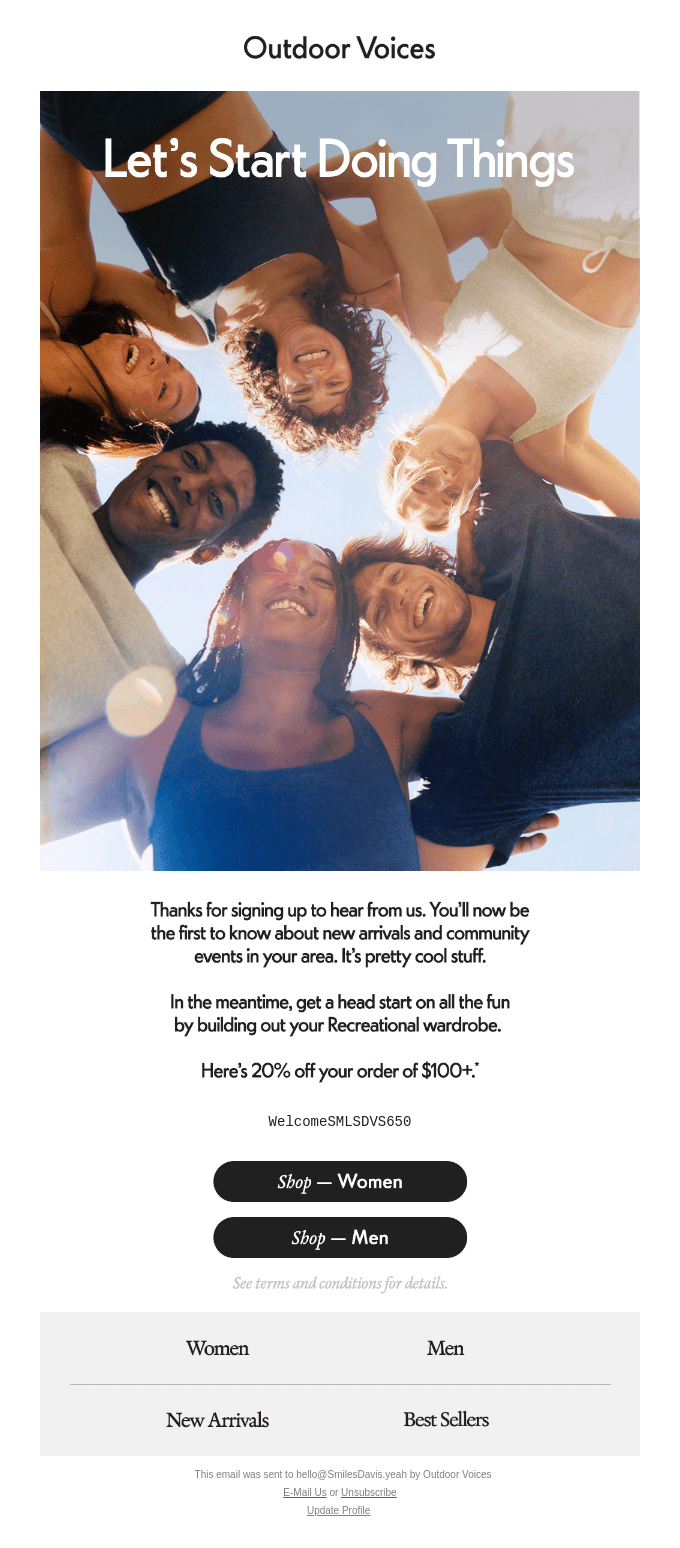 Let’s get moving. from Outdoor Voices - Desktop Email View | Really ...