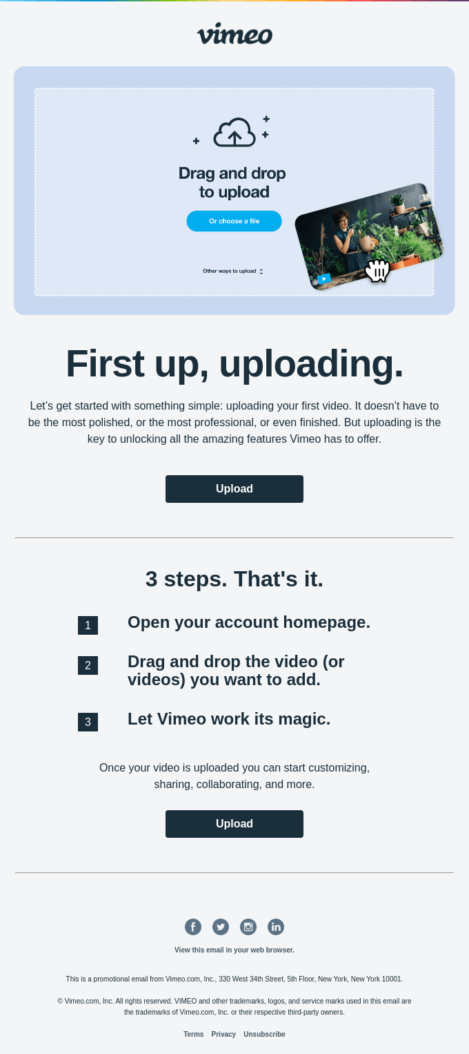 Let’s start with an upload. from Vimeo - Desktop Email View | Really ...