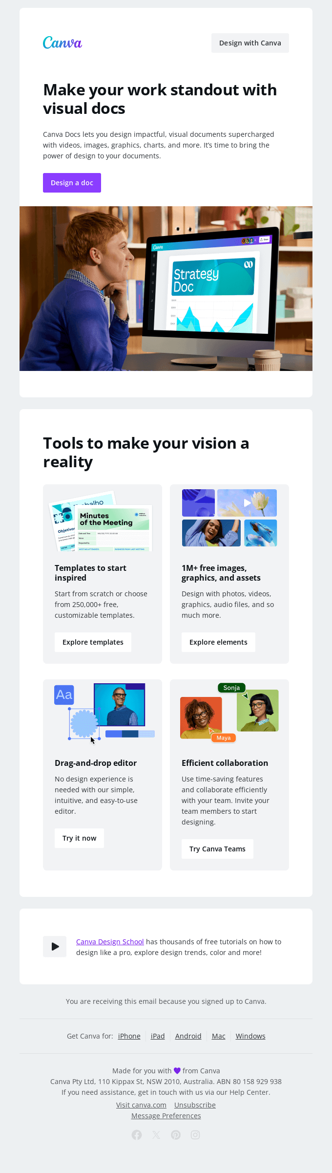 Level up your docs with visuals from Canva - Desktop Email View ...