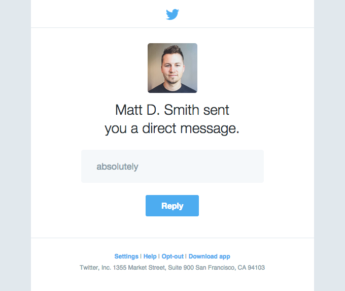 Matt D. Smith (@mds) has sent you a direct message on Twitter! from ...