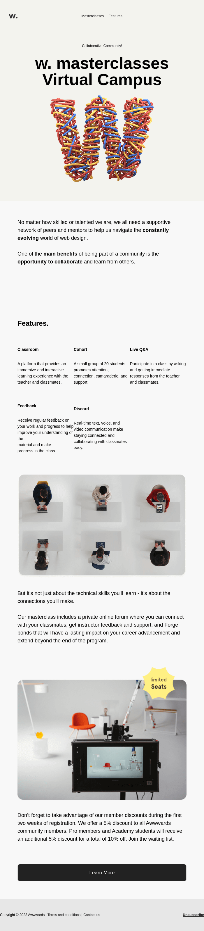 Meet Awwwards Masterclass Virtual Campus from Awwwards - Desktop Email View | Really Good Emails