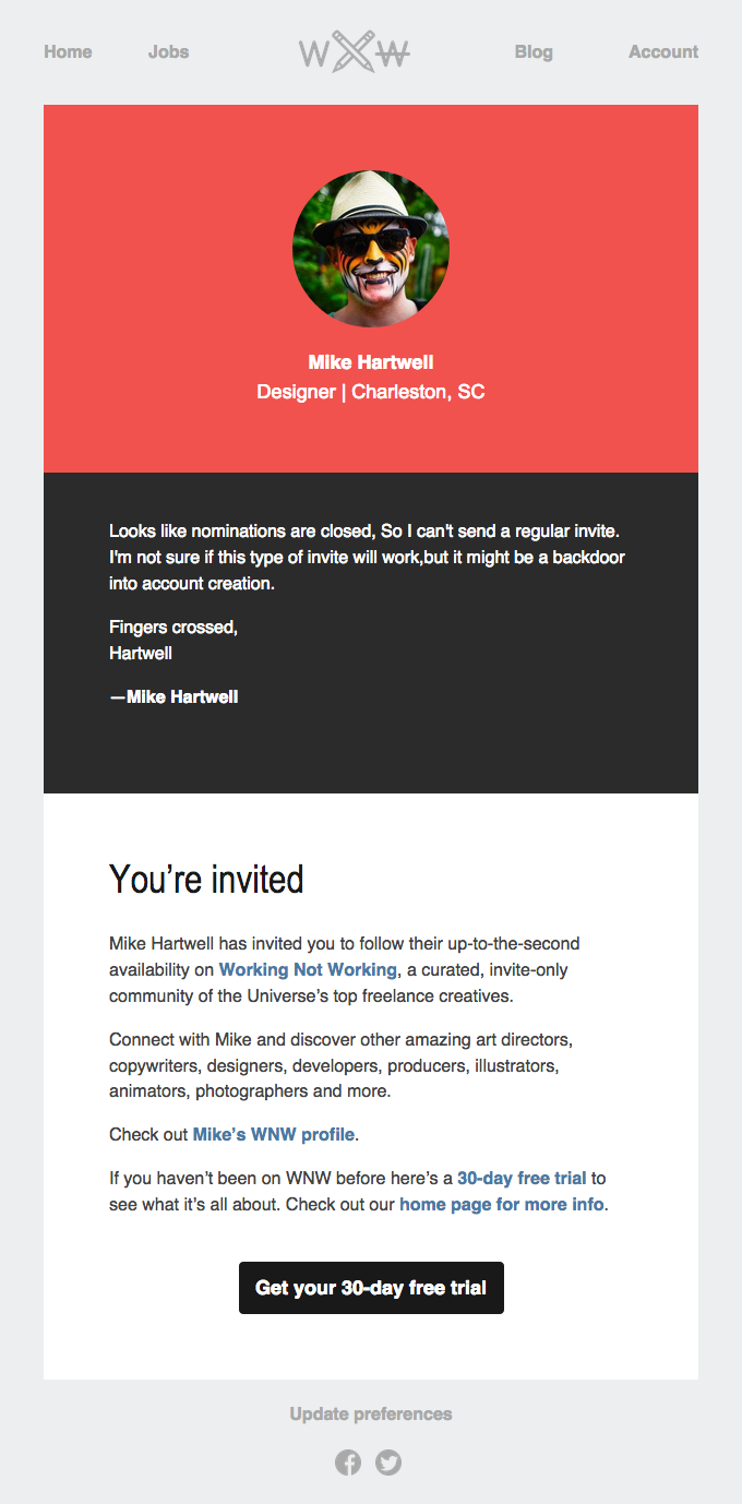 Mike Hartwell Has Invited You to Follow Them On Working Not Working ...