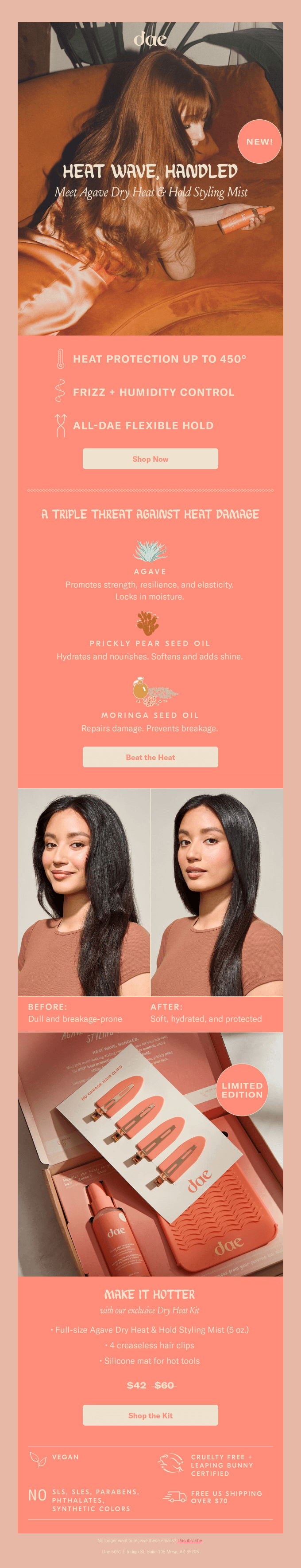 NEW: Agave Dry Heat & Hold Styling Mist from Dae - Desktop Email View ...