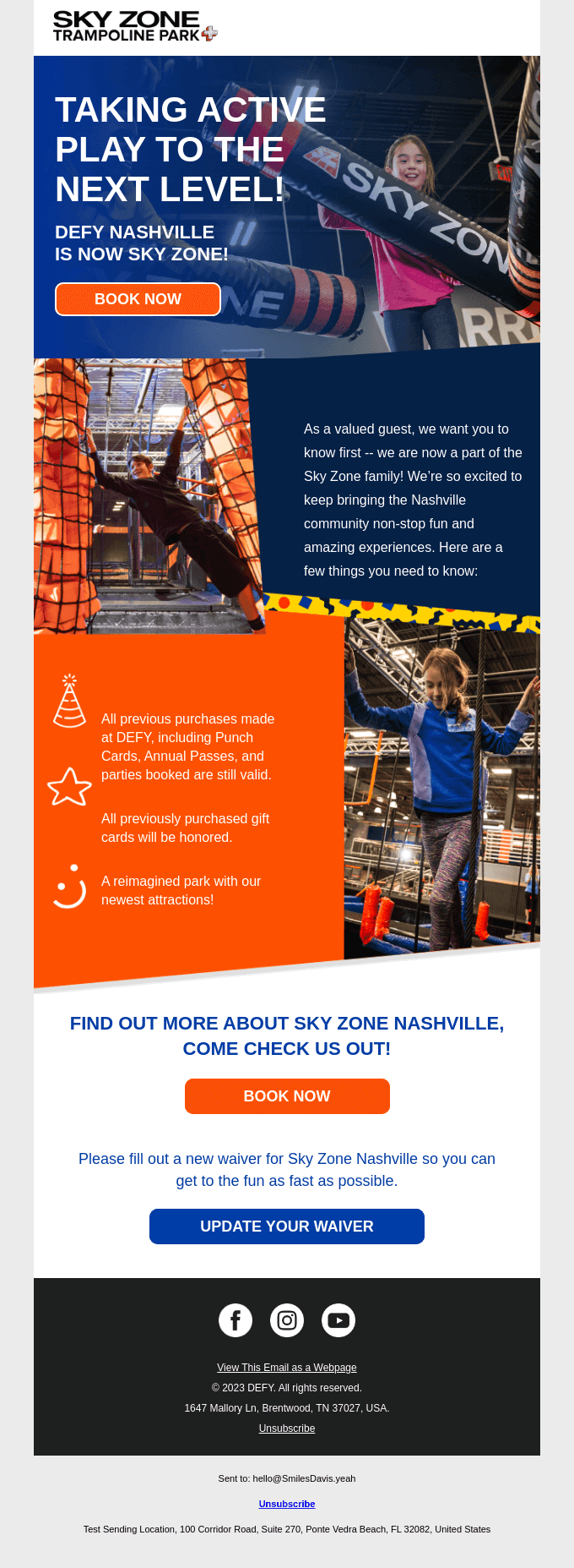 New name, same great experience! from Sky Zone - Desktop Email View ...
