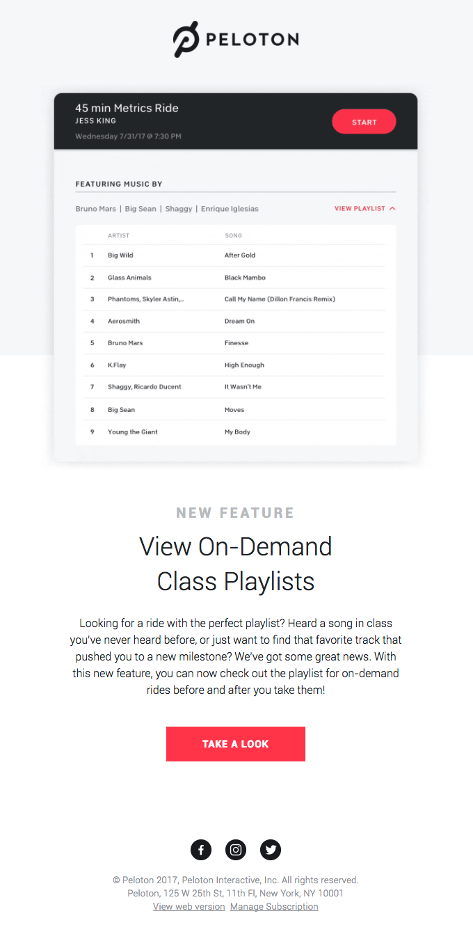 NEW! Preview On-Demand Class Playlists from Peloton - Desktop Email ...