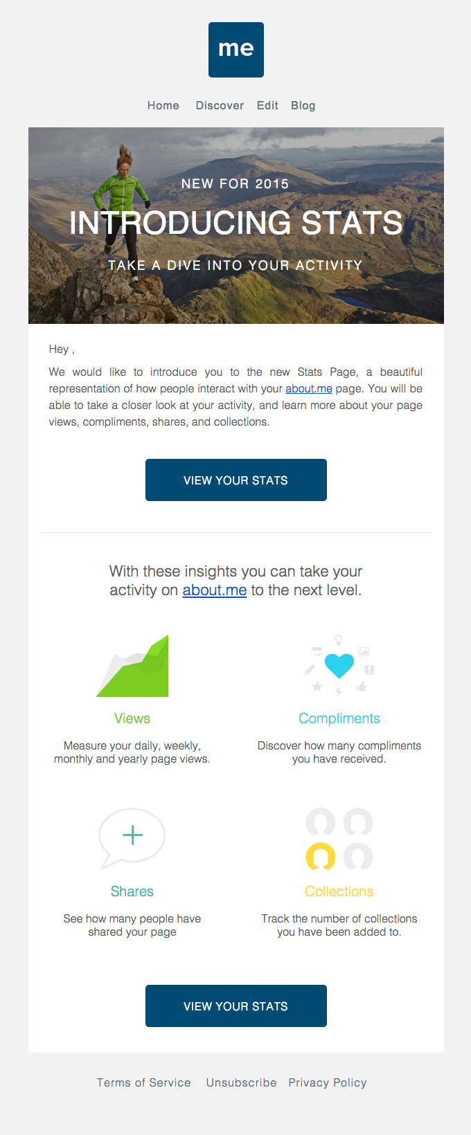 New Stats Page from About.me - Desktop Email View | Really Good Emails