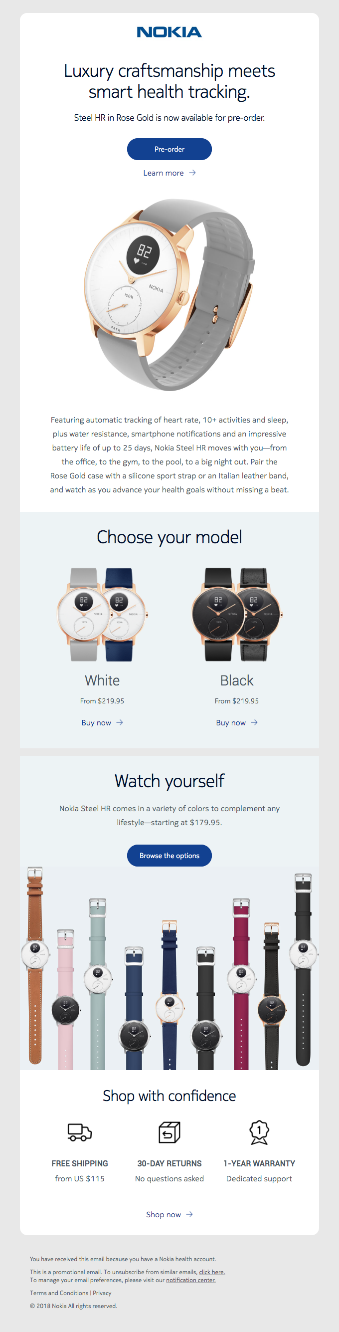 Nokia Steel HR now available in Rose Gold — Info View | Really Good Emails