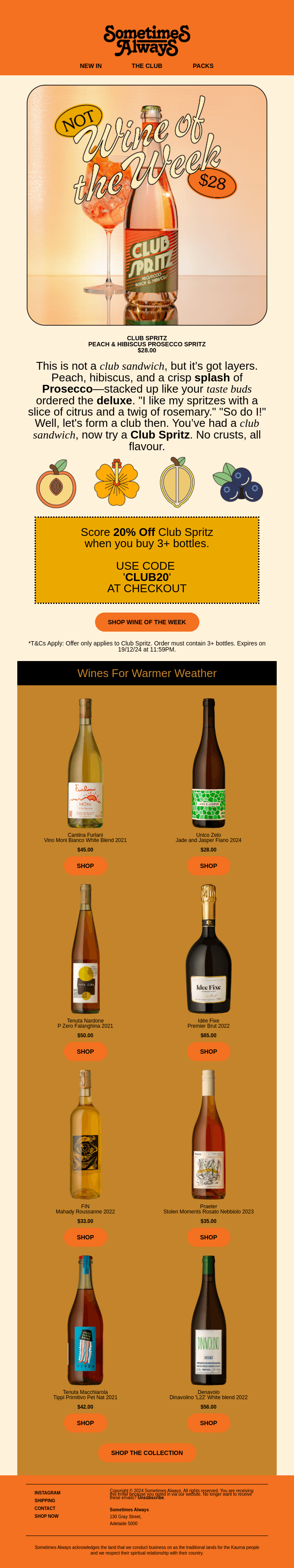 🗓️ Not Wine of the Week Club Spritz - Peach & Hibiscus Prosecco Spritz ...