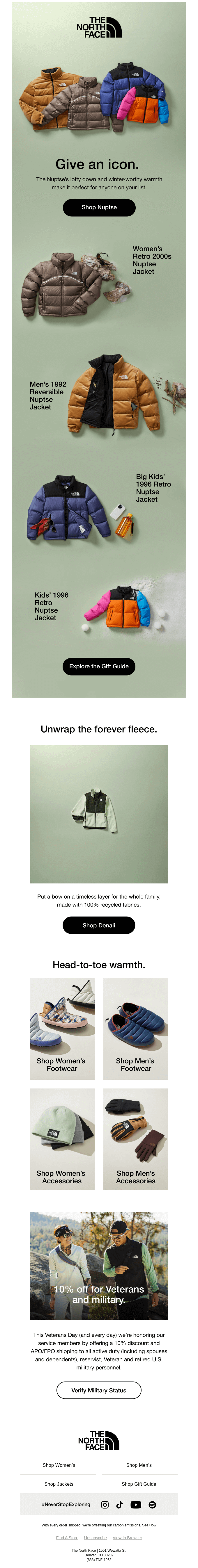 Nuptse: Our most iconic gift. from The North Face - Desktop Email View ...