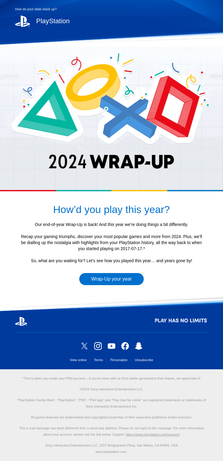 Our 2024 Wrap-Up is live from PlayStation - Desktop Email View | Really ...