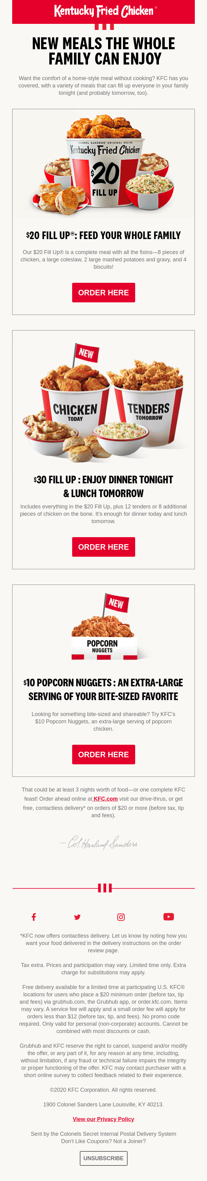 Our meals keep getting bigger… from KFC - Desktop Email View | Really ...
